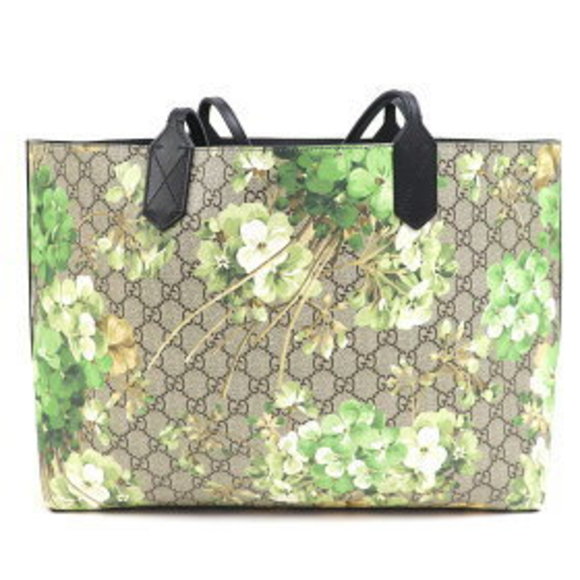 Gucci | Bags | Gucci Gg Blooms Tote Bag Reversible Green Bloom Black ...